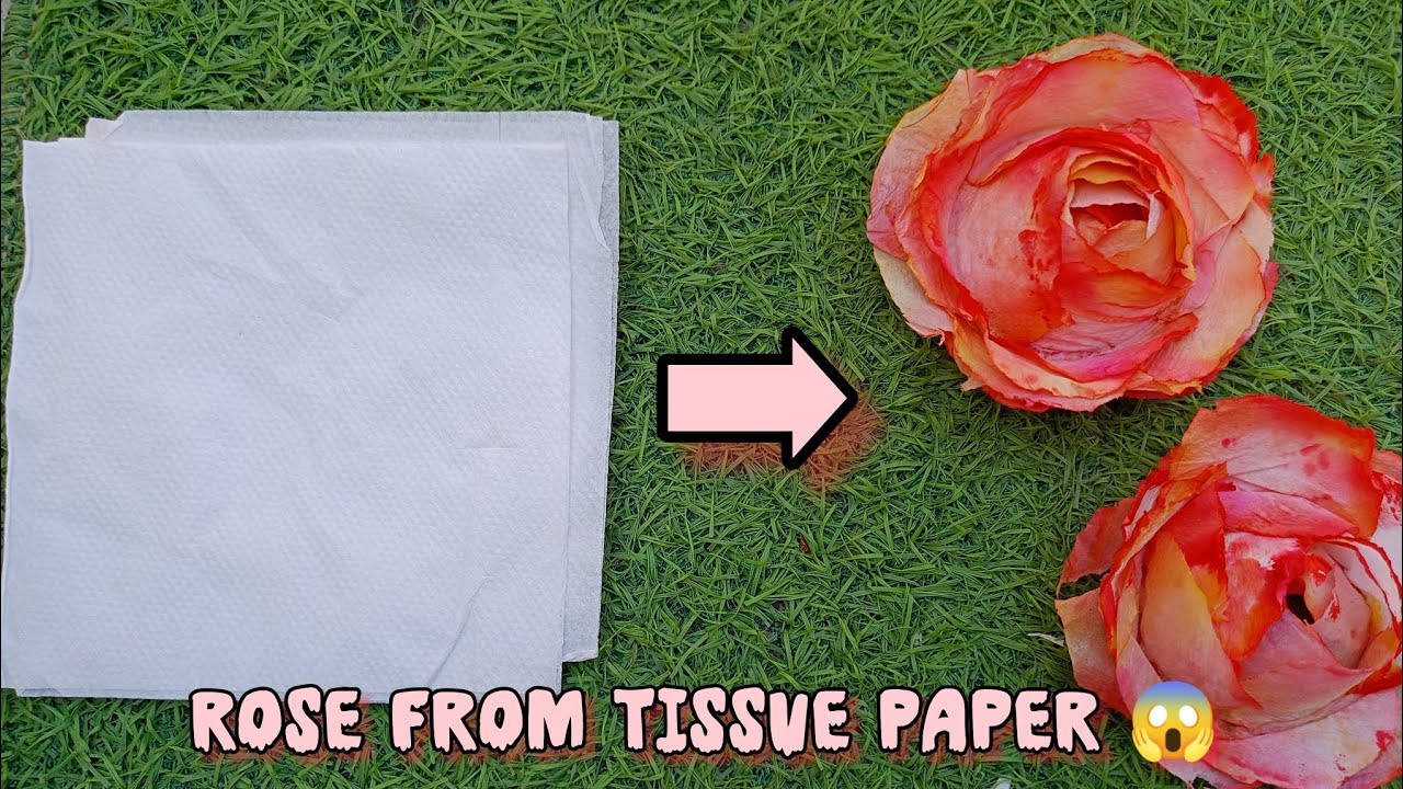 Rose from tissue paper 😱 | diy rose from tissue paper| craft ideas 💡 ...