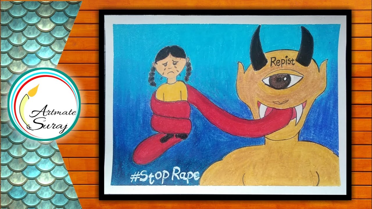 How to draw stop rape drawing|save girl drawing|save girl child drawing ...