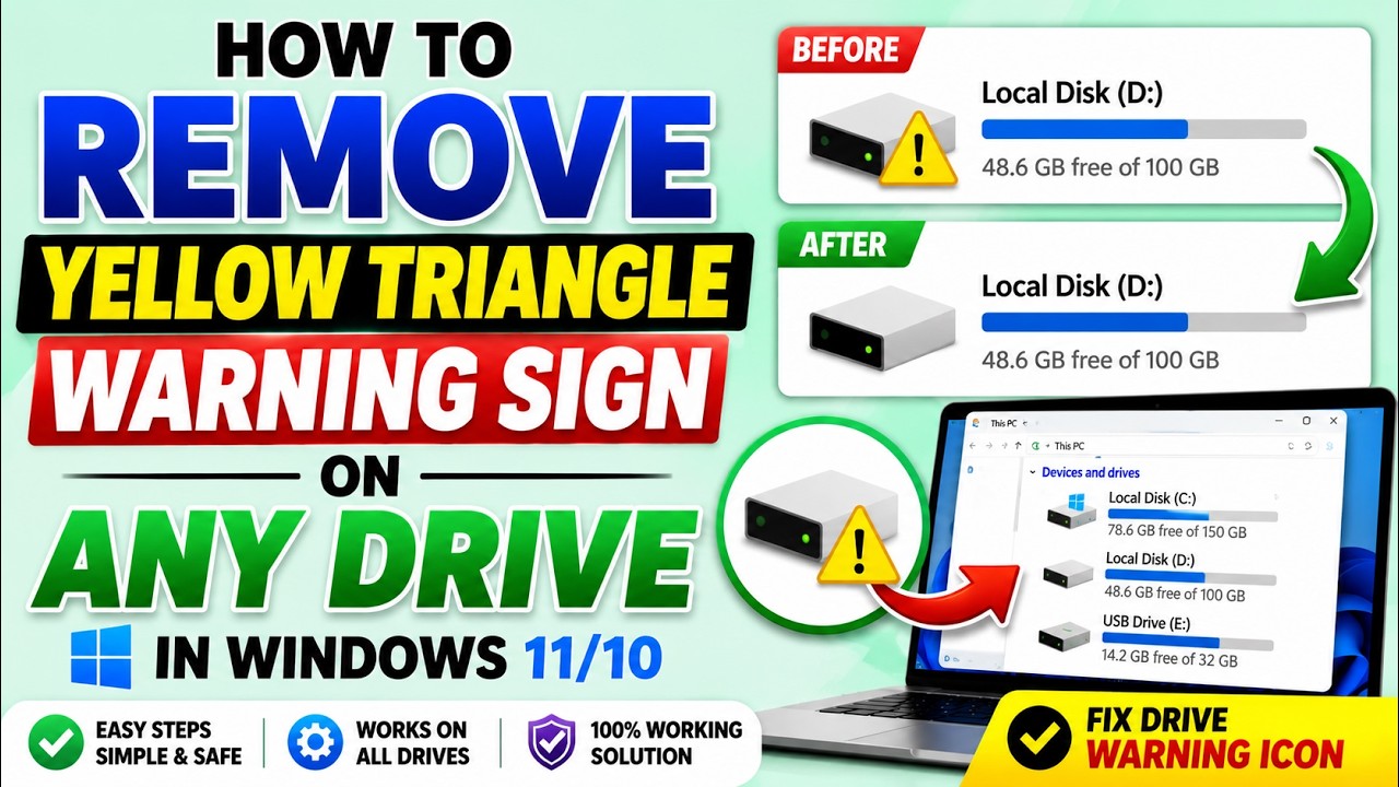 ow to Remove Yellow Triangle Warning Sign on Any Drive in Windows 11/10 ...