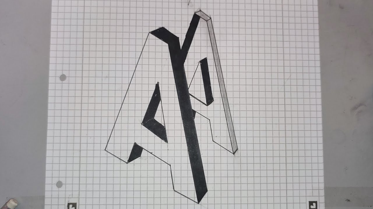 how to drawing letter A in 3d - YouTube