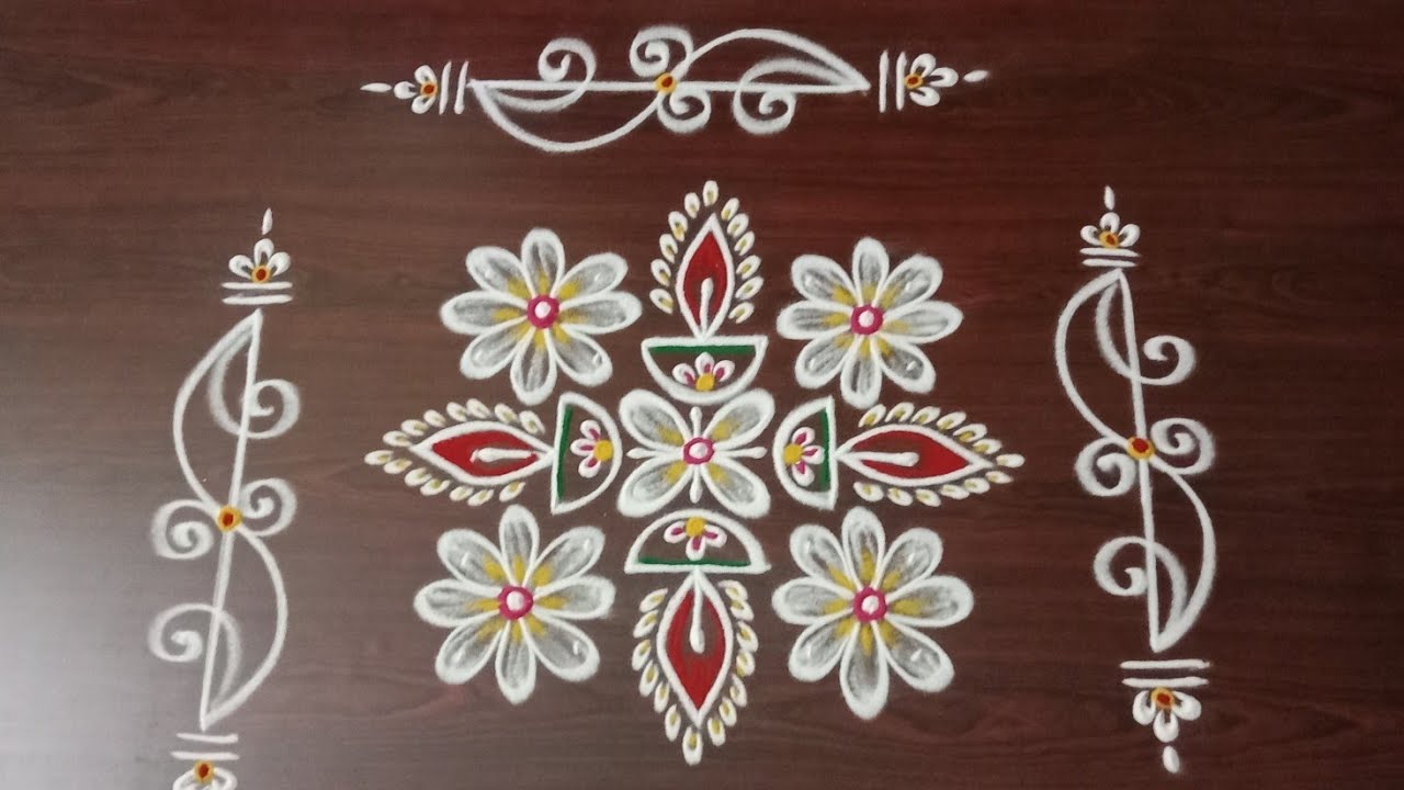 Mahashivratri special 5*5 small deepam rangoli 🌸 design with side ...