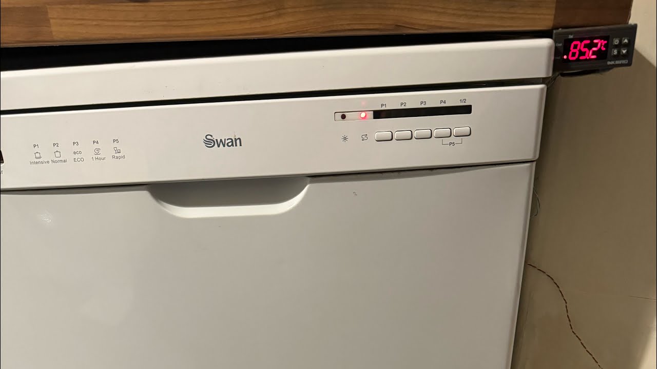 Swan dishwasher with added temperature controller - YouTube