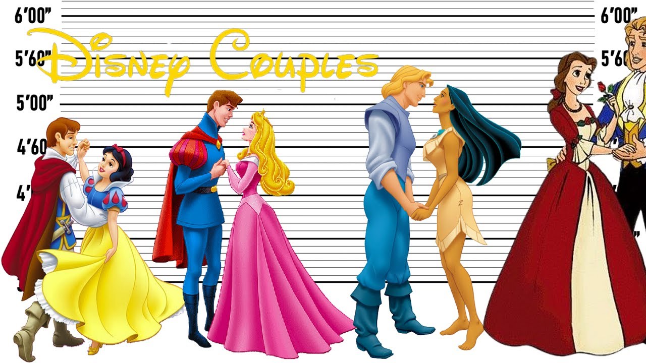 Disney Couples Size Comparison | Biggest Characters of Disney Couples ...