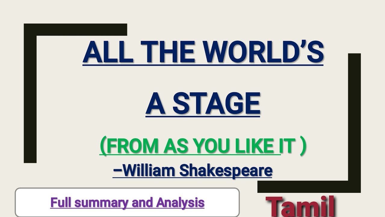 All the World's a Stage by William Shakespeare |Class 12 | As You Like ...