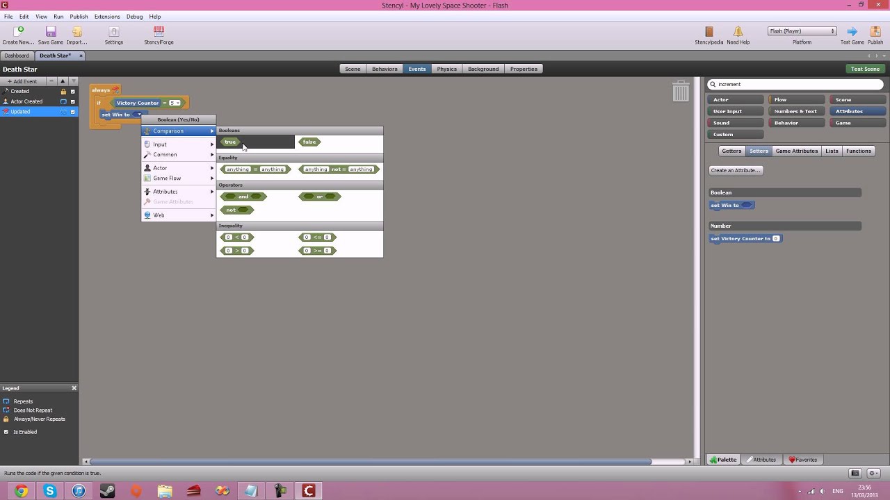 Stencyl - Week 2 - Part 8 - Win Counter and Victory Objective - YouTube