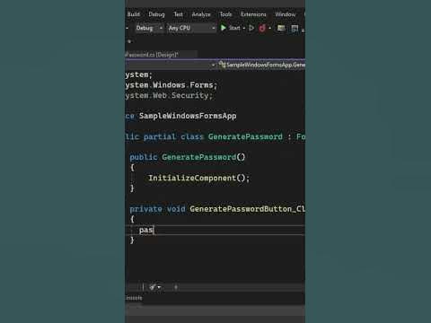 Random Password Generator in C#.NET - YouTube