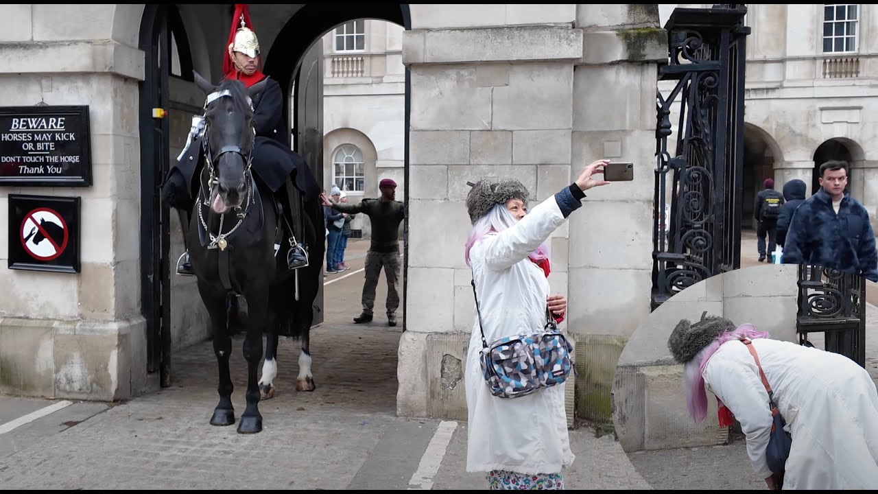 A Polite Gesture: Bowing Before Snapping a Selfie with the Guard 📸 ...