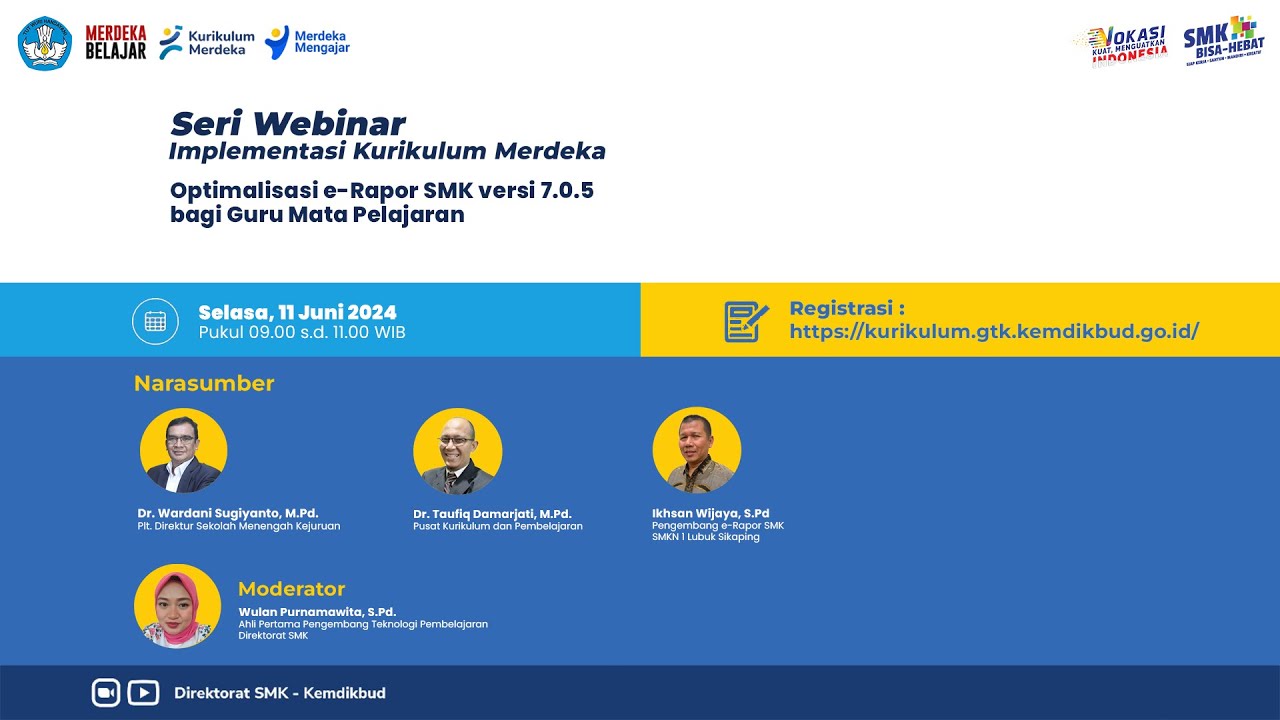 Webinar e-Rapor Seri #2 Optimalisasi e-Rapor SMK versi 7.0.5 bagi Guru Mata Pelajaran - YouTube