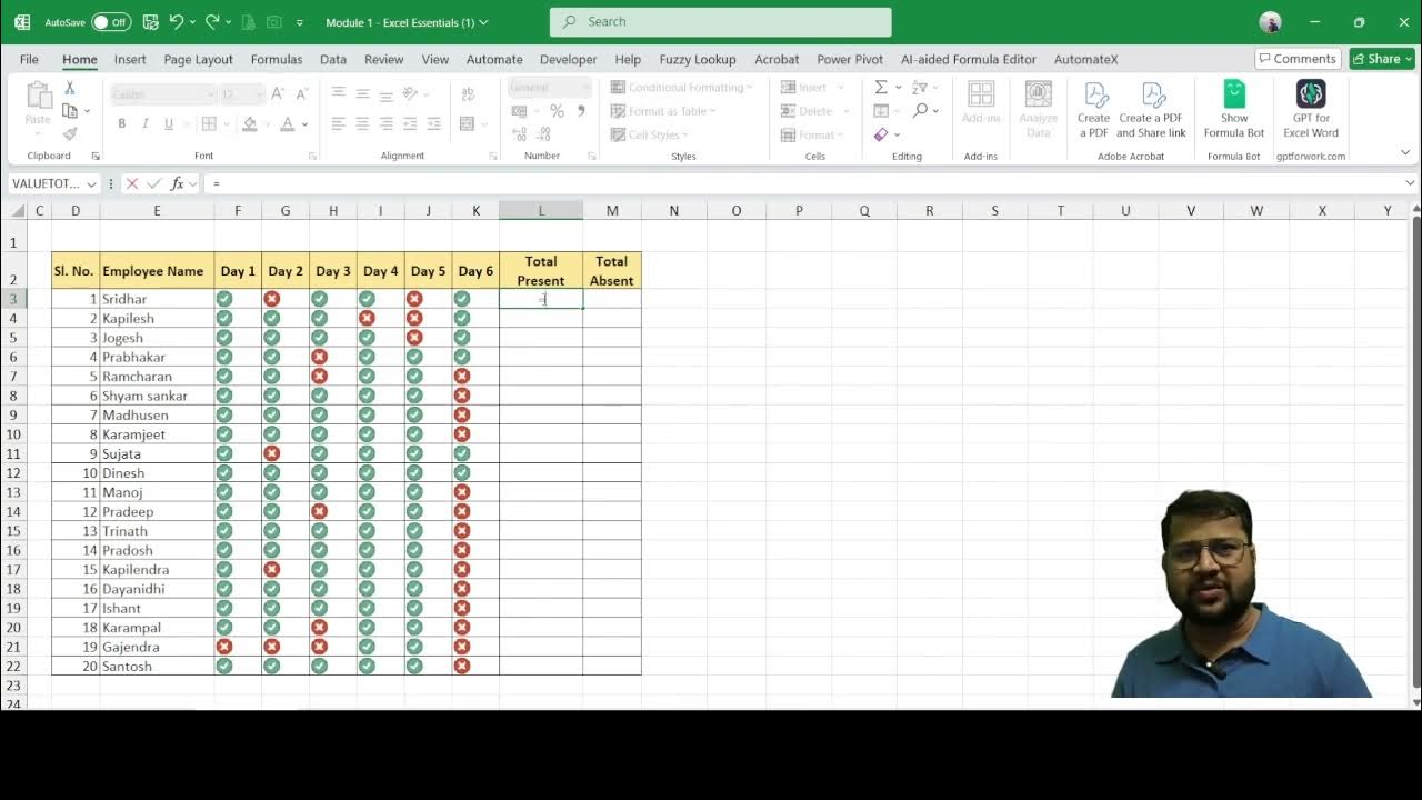 Excel_Conditional Formatting in use of making an attendance database - YouTube