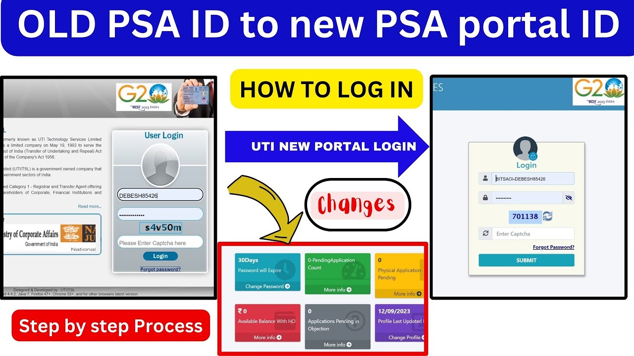 HOW TO CONVERT UTI PAN OLD ID TO NEW ID || New Uti Psa Portal Pe Old ...