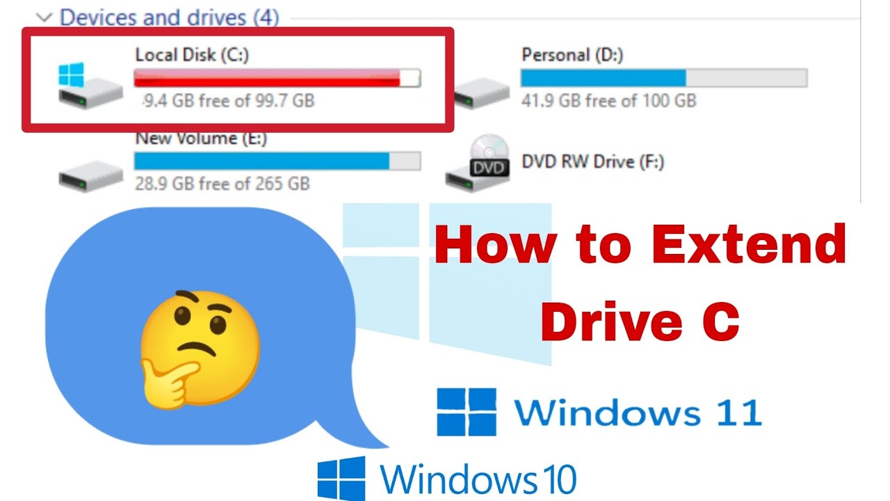 How to Extend local Disc C || local Disc C full solution - YouTube