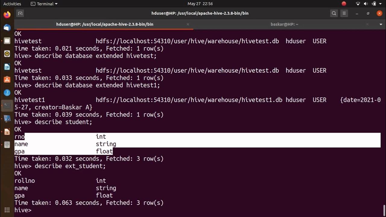 apache hive describe command demo step by step - YouTube