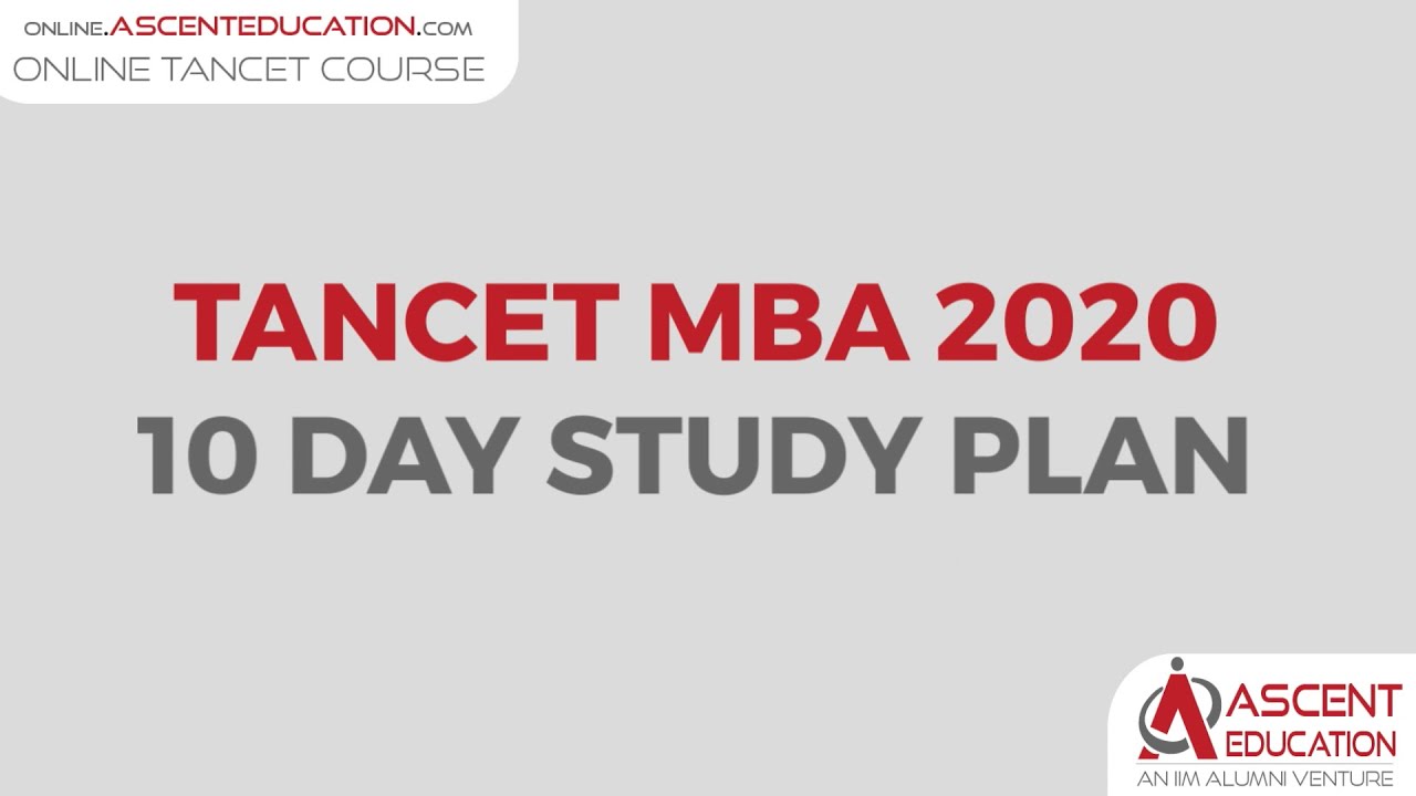 TANCET MBA 2020 | 10 Day Study Plan to score high in TANCET MBA - YouTube