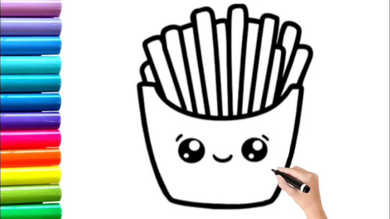 How to Draw cute and easy French Fries | Easy Drawing, Painting and ...