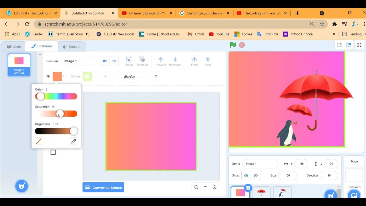Scratch 3.0 tips - image editor gradient colors and 3d text - YouTube
