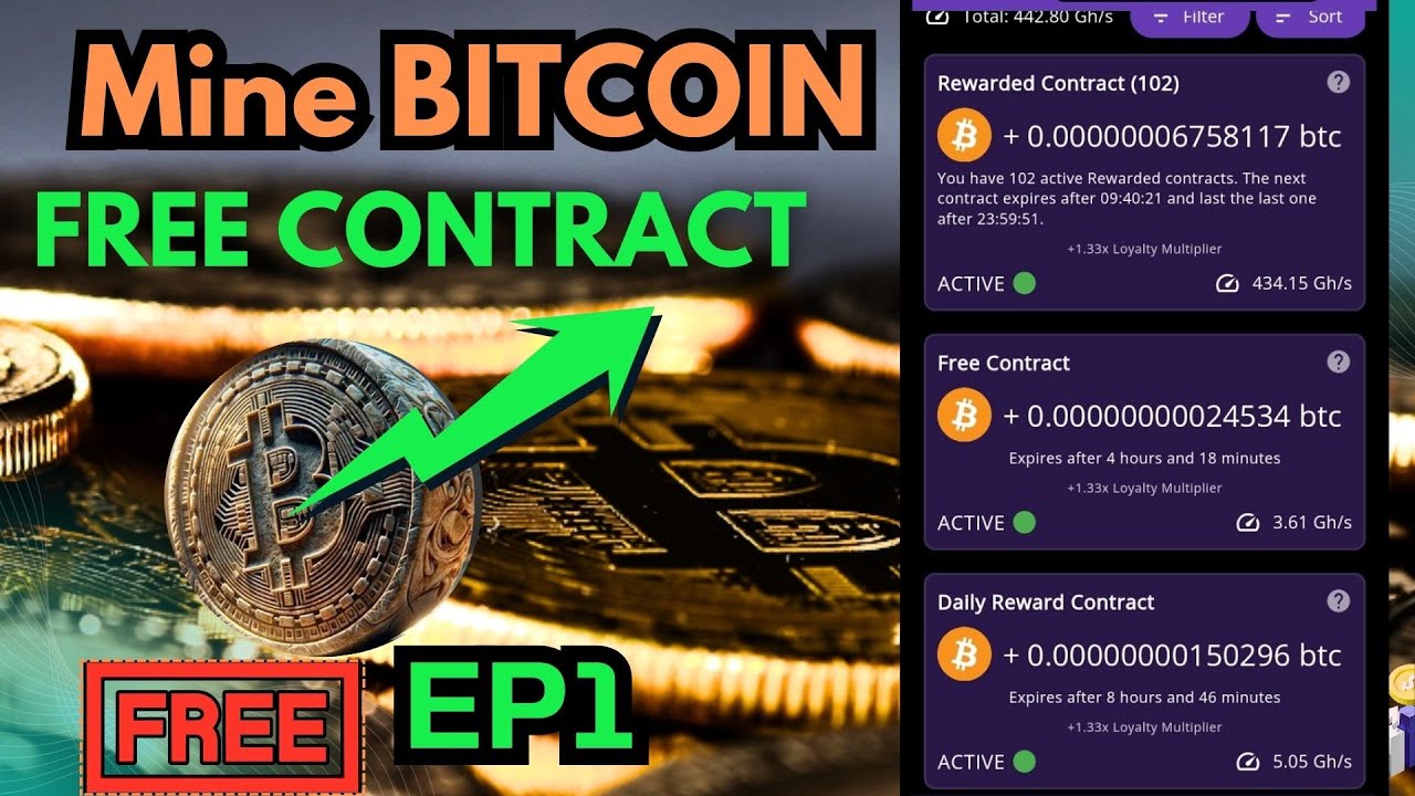MINE BITCOIN FREE% ACTIVATE ContractS EP1 😁🪙#btc #cryptoexchange # ...