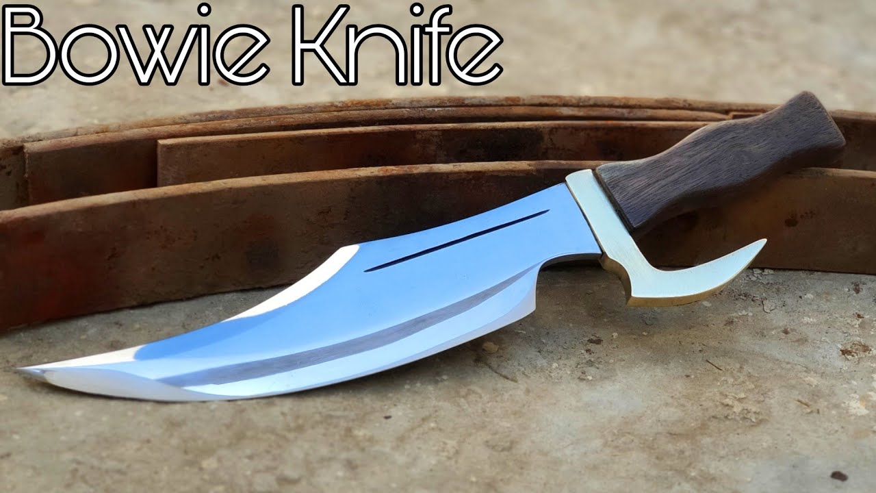 Knife making-Bowie knife making from rusted leaf spring - YouTube