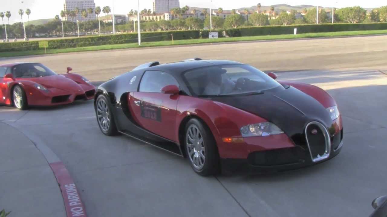 Bugatti Veyron and Ferrari Enzo at Cars and Coffee Irvine - YouTube