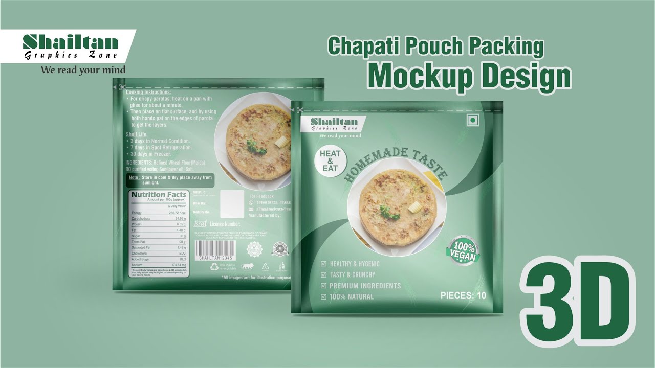 How to Make A Chapati Packaging Mockup Design in Photoshop Hindi ...