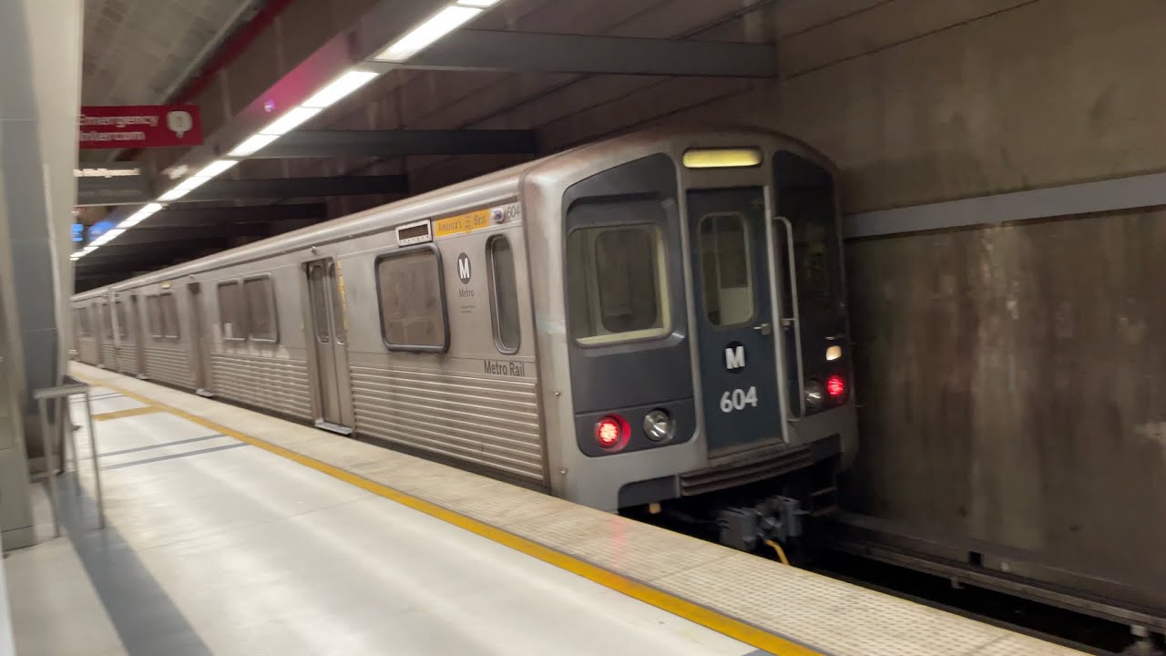 Los Angeles Metro Subway Train Red Line To North Hollywood Approaching Pershing Square In 4K ...