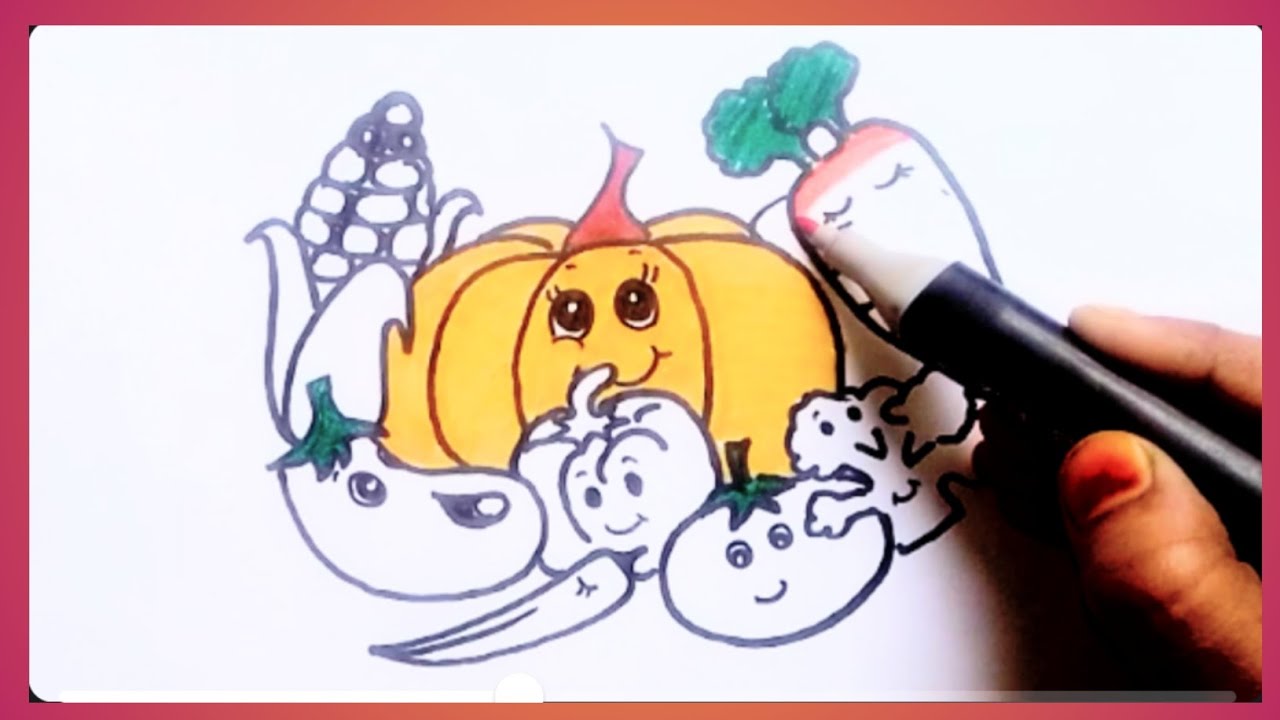 vegetables drawing || How to draw vegetables step by step||easy drawing ...
