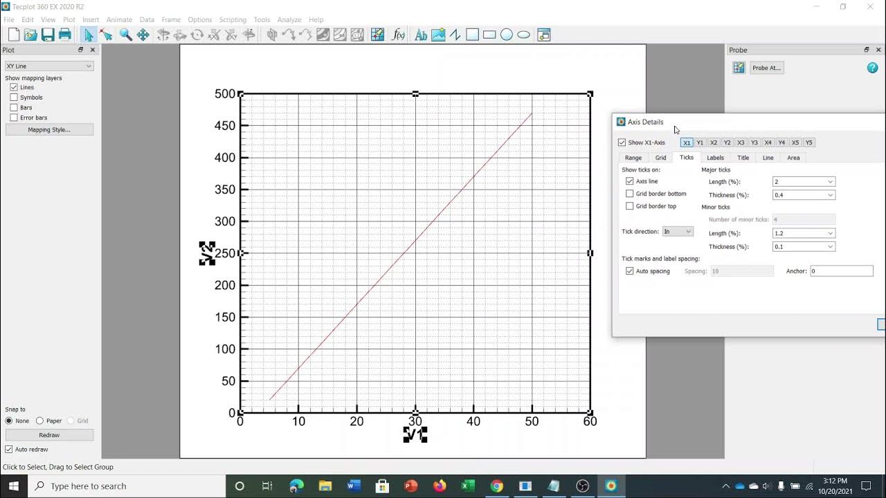 How to change the arrangement of the axis, title, labels etc of a graph in Tecplot - YouTube