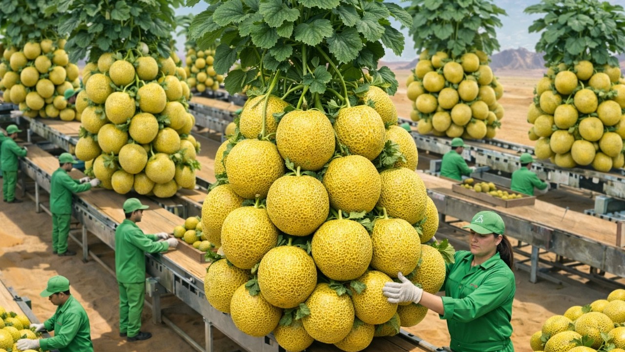 Inside: The entire golden melon production process from giant farm to ...