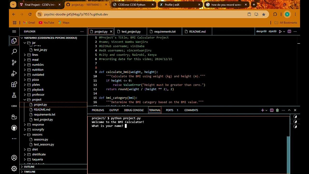 Harvard CS50 Introduction to Programming with Python : Final Project - YouTube