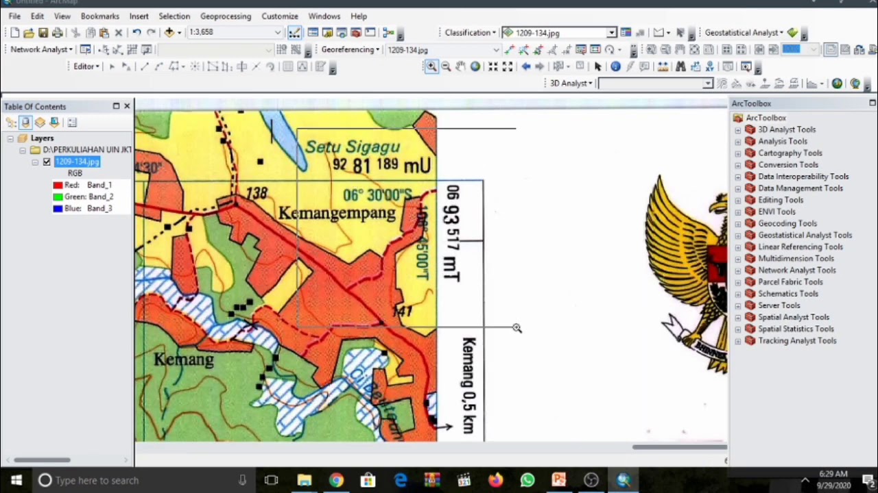 Georeferencing dan Digitasi Peta RBI di ArcGIS - YouTube