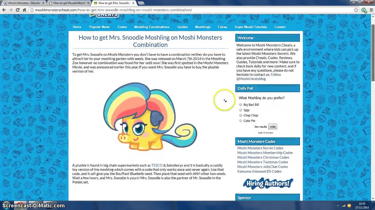 Moshi Monsters - All moshlings codes & seed combinations - YouTube