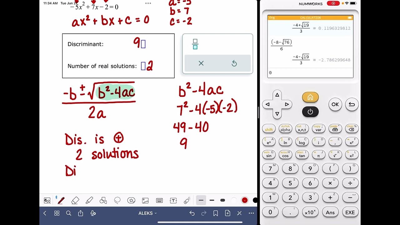 ALEKS: Discriminant of a quadratic equation - YouTube