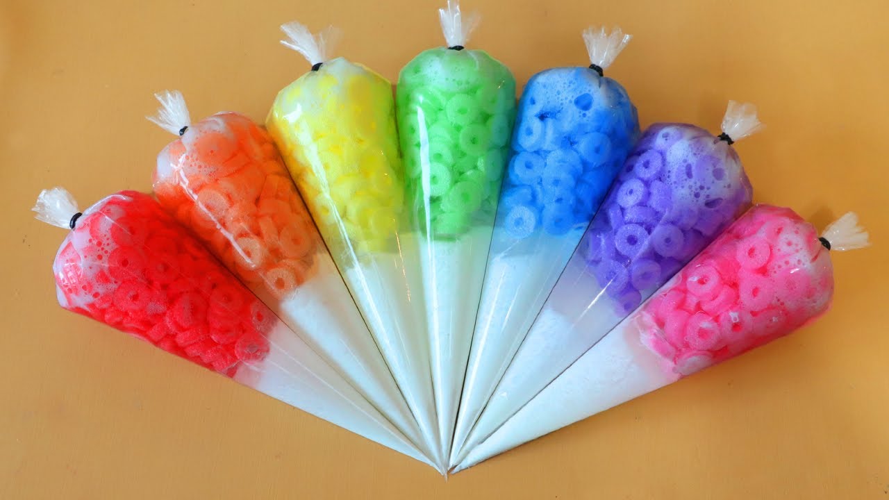 Making Fruit Ring Slime with Piping Bags! Most Satisfying Slime Video ...