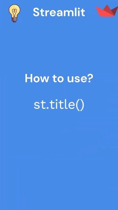 2 Streamlit tutorial St title - YouTube