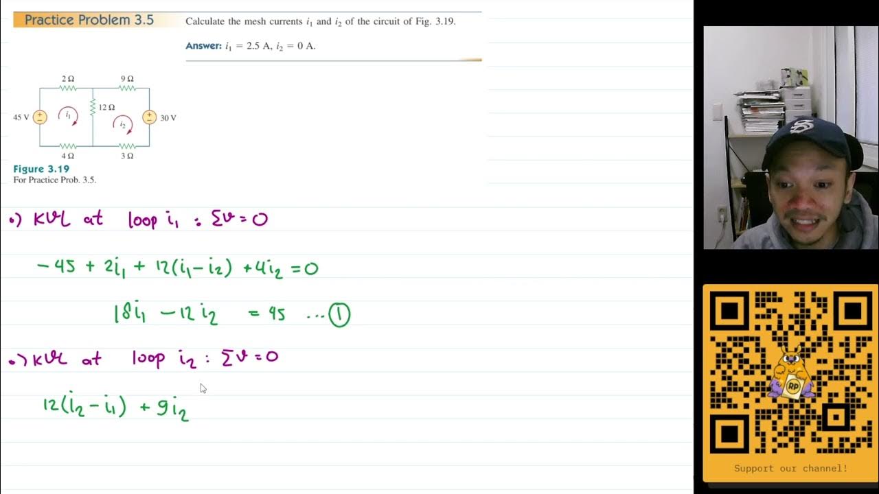 [EN] Practice Problem 3.5 Fundamental of Electric Circuits (Alexander/Sadiku) 5th Ed - Mesh ...
