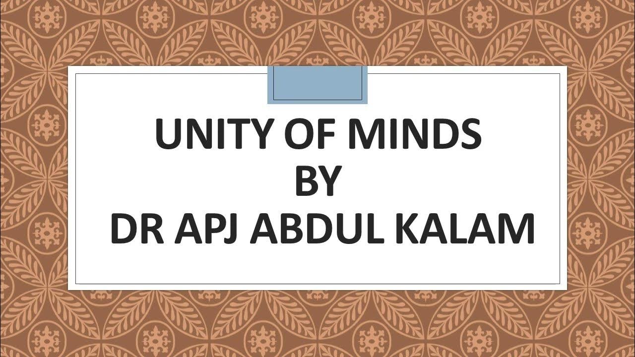 Unity of Minds by Dr. APJ Abdul Kalam Summary - YouTube