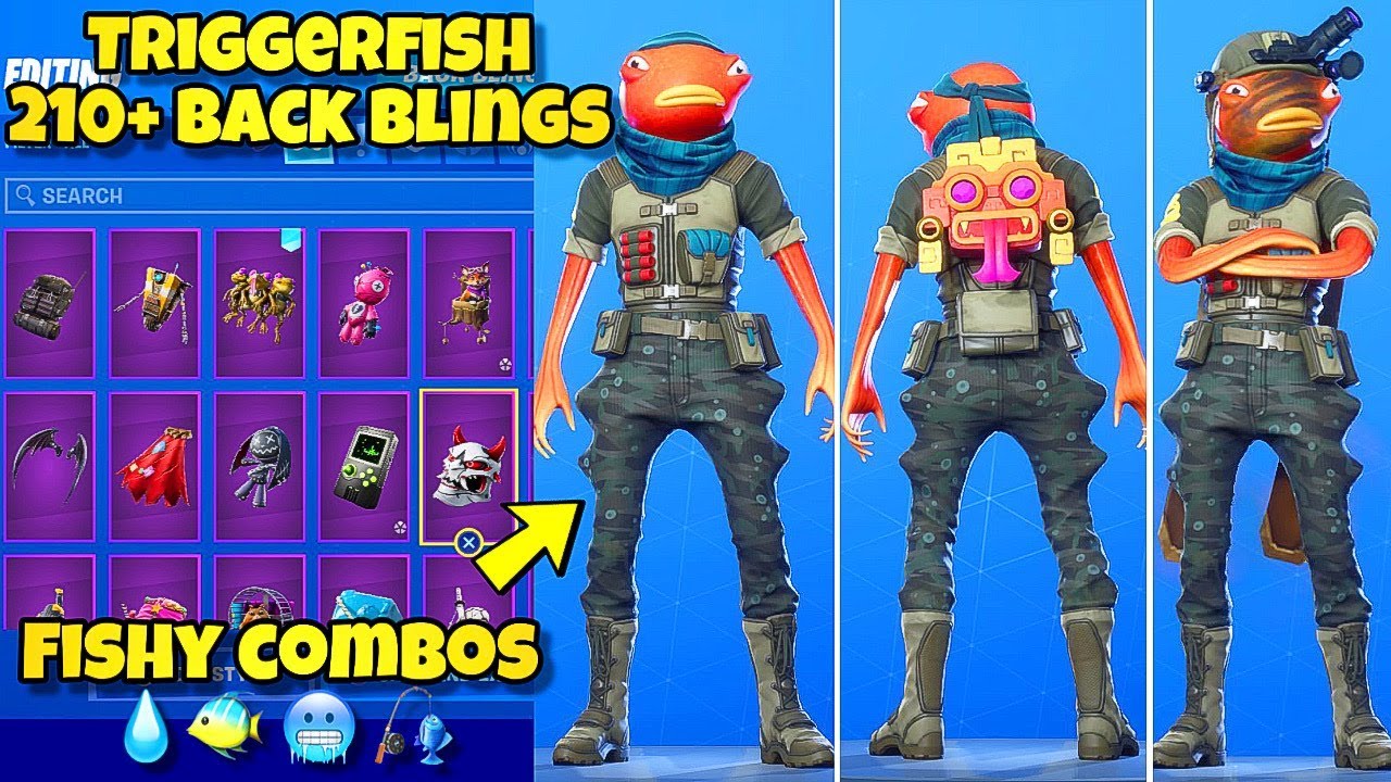 NEW "TRIGGERFISH" SKIN Showcased With 210+ BACK BLING! Fortnite BR ...