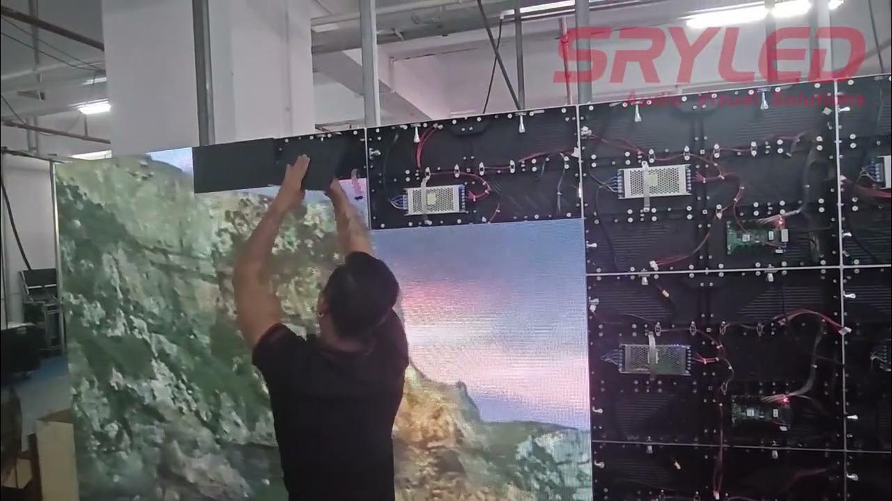 LED module installation, LED video wall, 640x480mm LED cabinet - YouTube