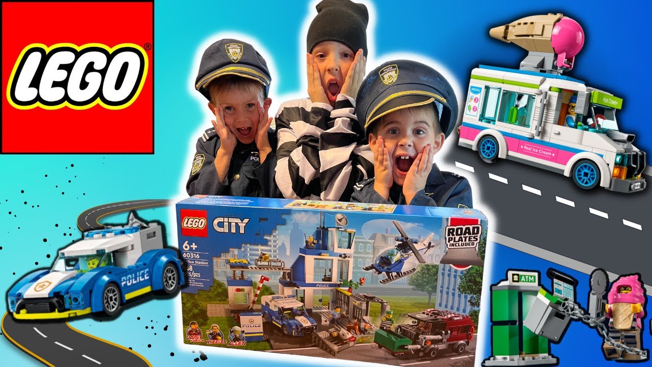 Cops and Robbers pretend play and UNBOXING LEGO CITY POLICE STATION ...