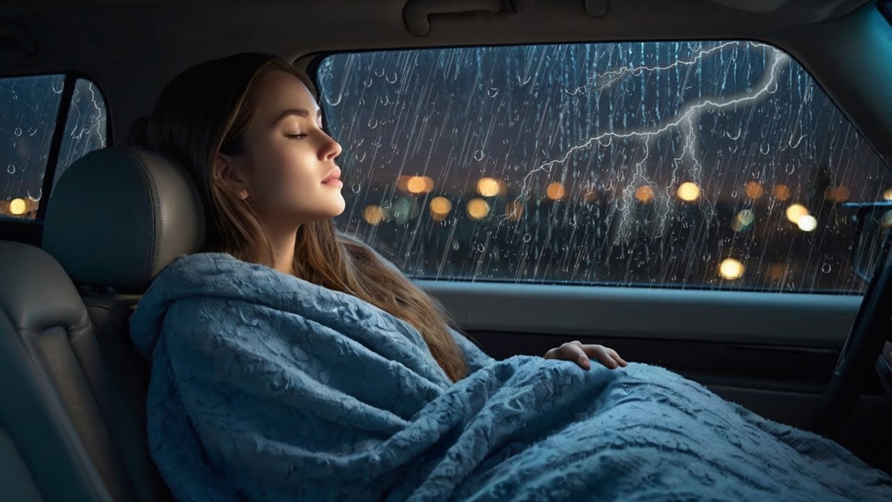 Relax & Sleep Well with Sounds Rain and Thunder on Window Car - Natural ...