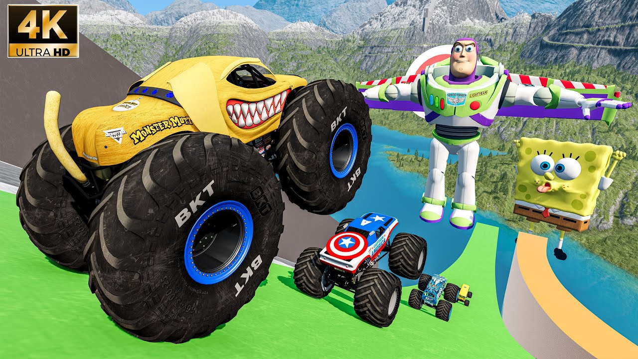 Big High Ramp with high speed monster trucks jumps and crashes in EP04 ...
