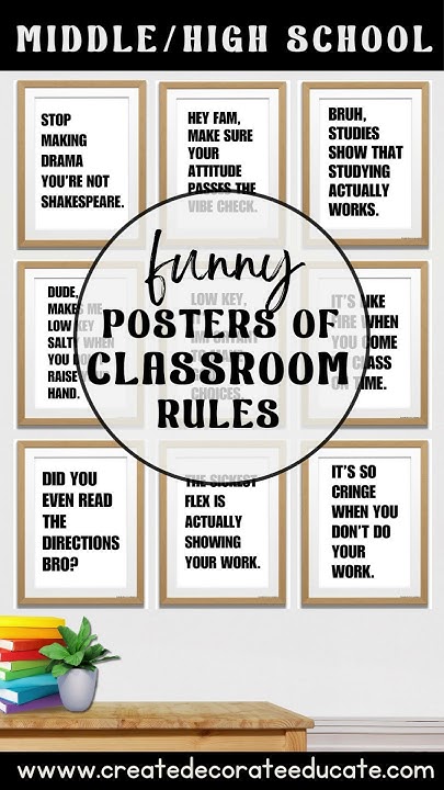 Funny Posters Classroom Rules | Sarcastic Middle School Posters | "Bruh ...