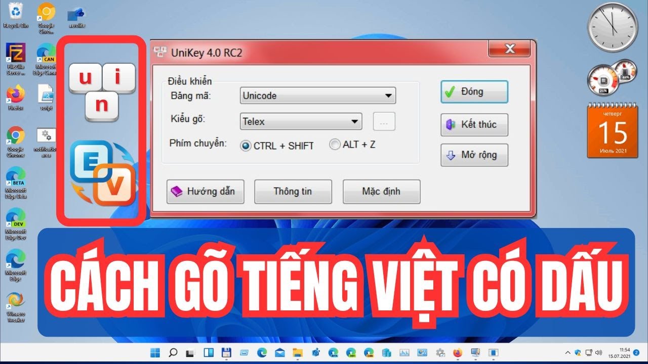 Hướng dẫn cài unikey, evkey gõ tiếng việt trên máy tính - YouTube