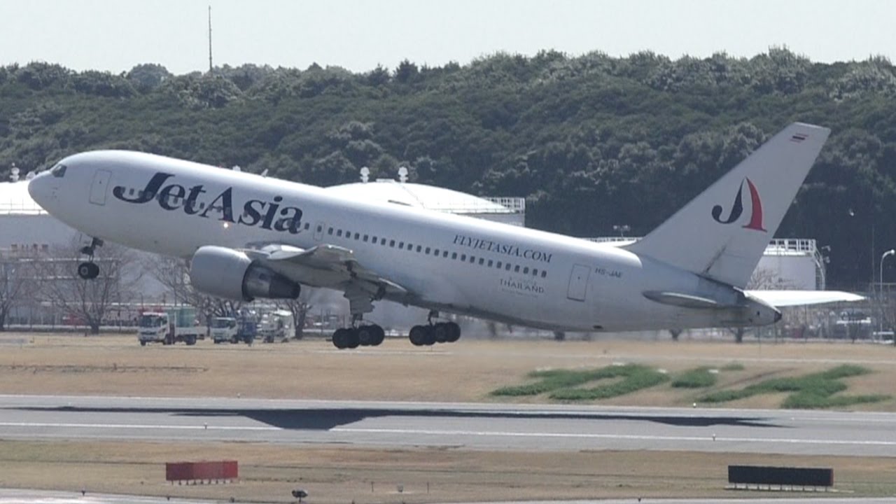 Jet Asia Airways 767-233ER [HS-JAE] Taxi and Takeoff from Tokyo Narita ...