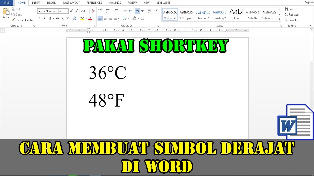 CARA MEMBUAT SIMBOL DERAJAT DI WORD - YouTube