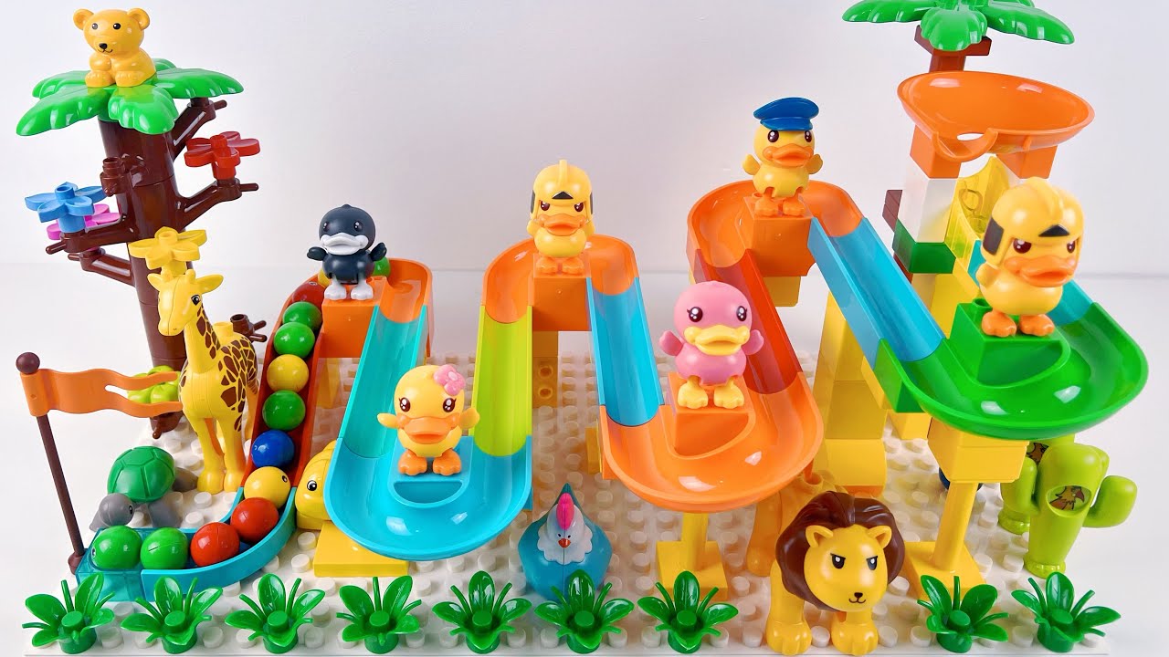 Satisfying building marble run colorful ducks slide ASMR! #marble run # ...