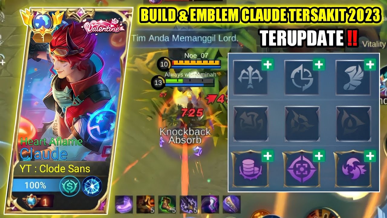 Terbaru Cara Setting Emblem Dan Build Claude Tersakit 2023‼️build