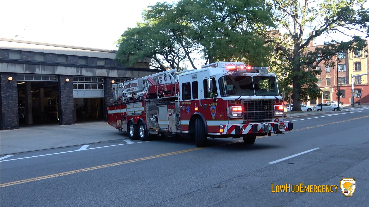 New Rochelle FD Engine 21, Tower Ladder 11, & Car 2302 Responding - YouTube