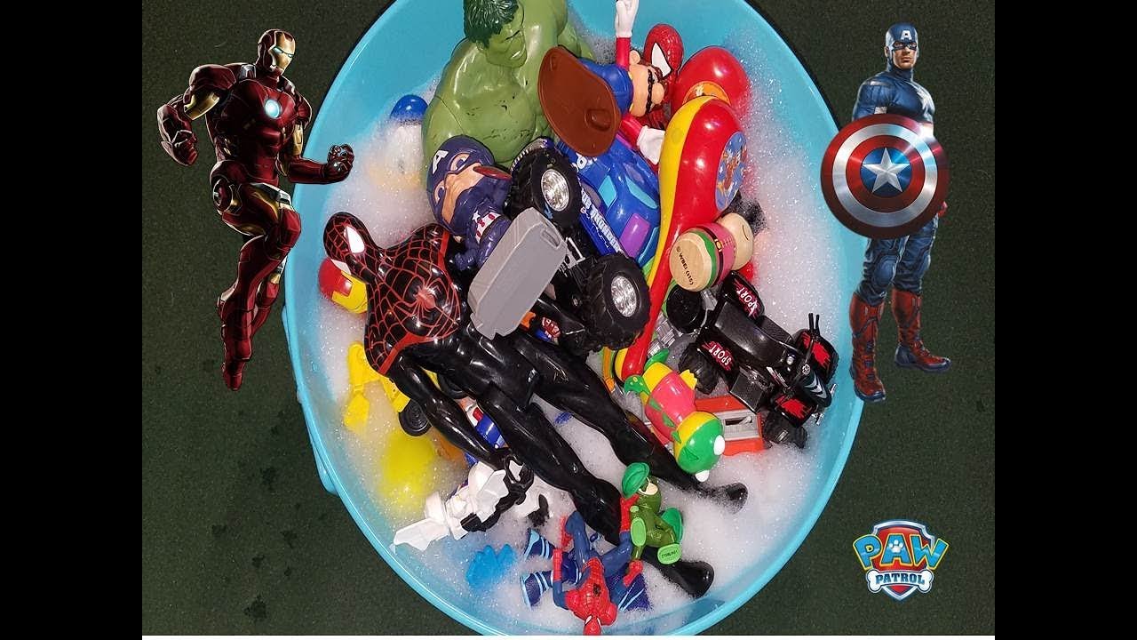 Learn characters Superheros, Paw Patrol, PJ Masks, Disney in kids pool ...