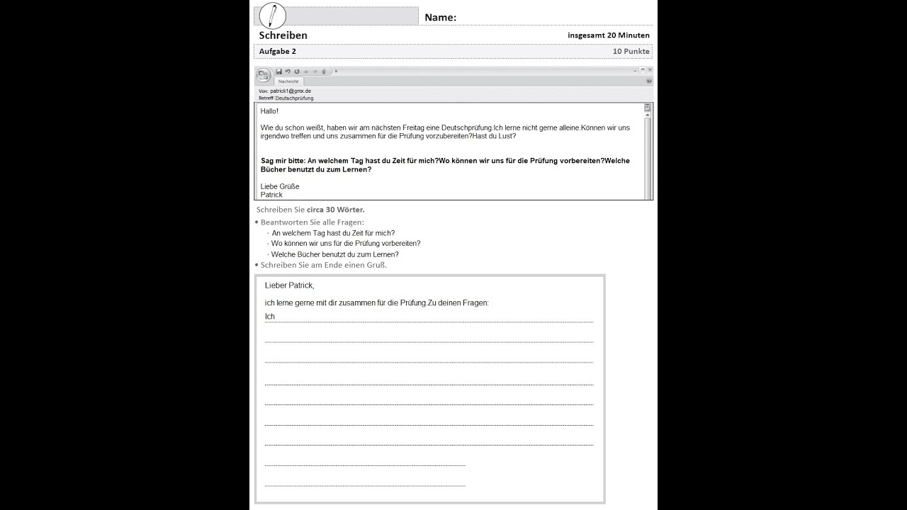 ÖSD A1 │ E-MAIL SCHREIBEN Nr.32│ Letter writing (A1 german exam) - YouTube