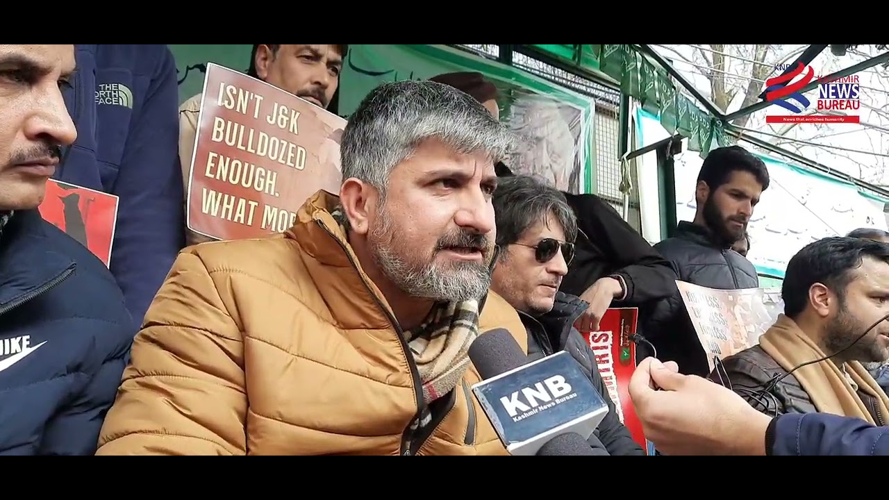 Stop bulldozer policy in J&K, PDP stages protest in Srinagar - YouTube